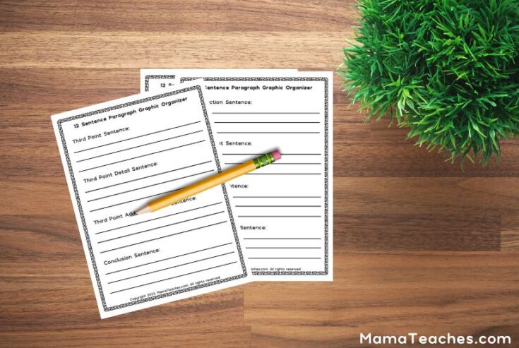Free 12 Sentence Paragraph Graphic Organizer - Mama Teaches