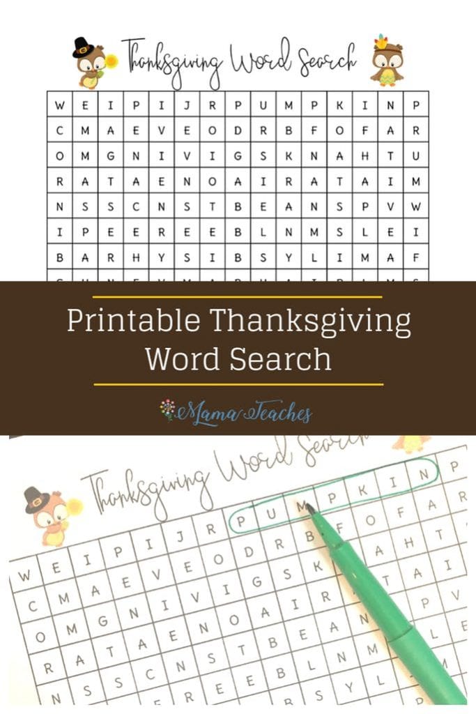 Thanksgiving Word Search Printable - Mama Teaches