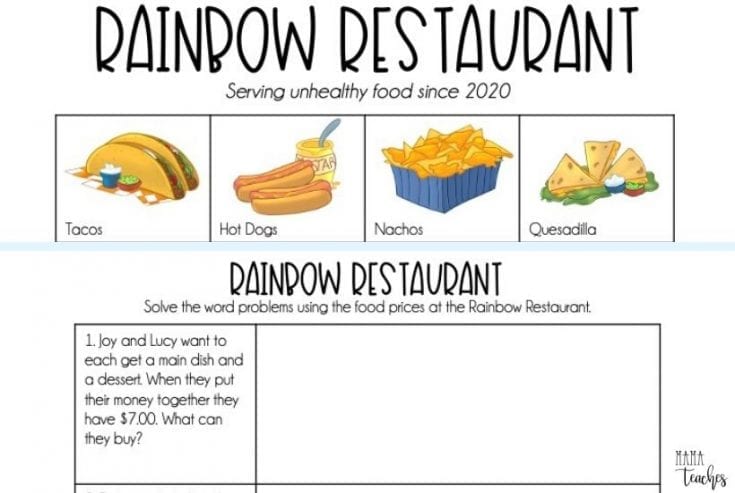 Real Life Math: Rainbow Restaurant - Mama Teaches