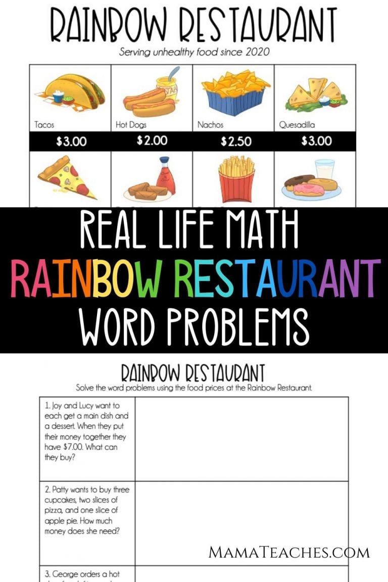 Real Life Math: Rainbow Restaurant - Mama Teaches