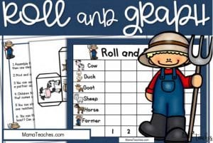 Roll and Graph Farm Math Game - Mama Teaches