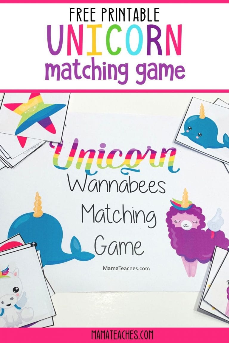 {Free} Unicorn Matching Game - a Printable Game - Mama Teaches