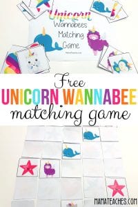 {Free} Unicorn Matching Game - a Printable Game - Mama Teaches