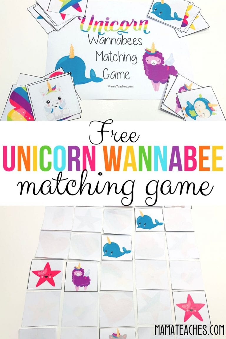 {Free} Unicorn Matching Game - a Printable Game - Mama Teaches