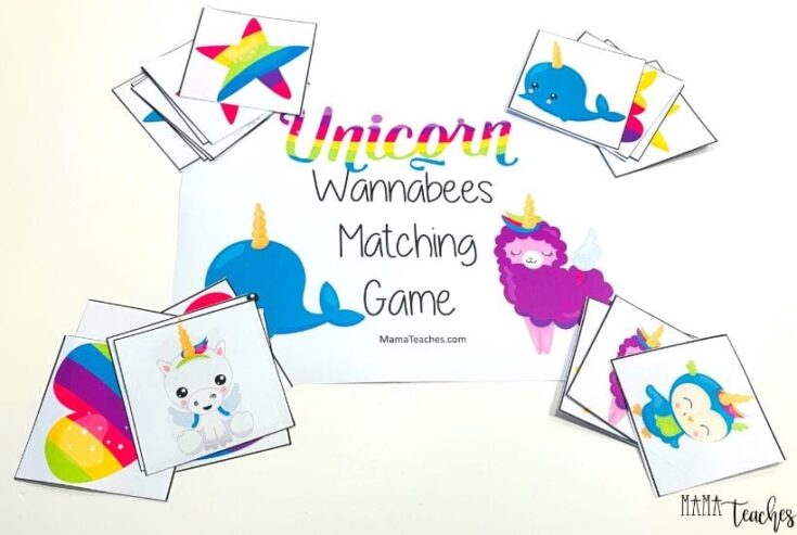 {Free} Unicorn Matching Game - a Printable Game - Mama Teaches