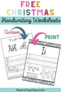 Christmas Alphabet Handwriting Worksheets - Mama Teaches