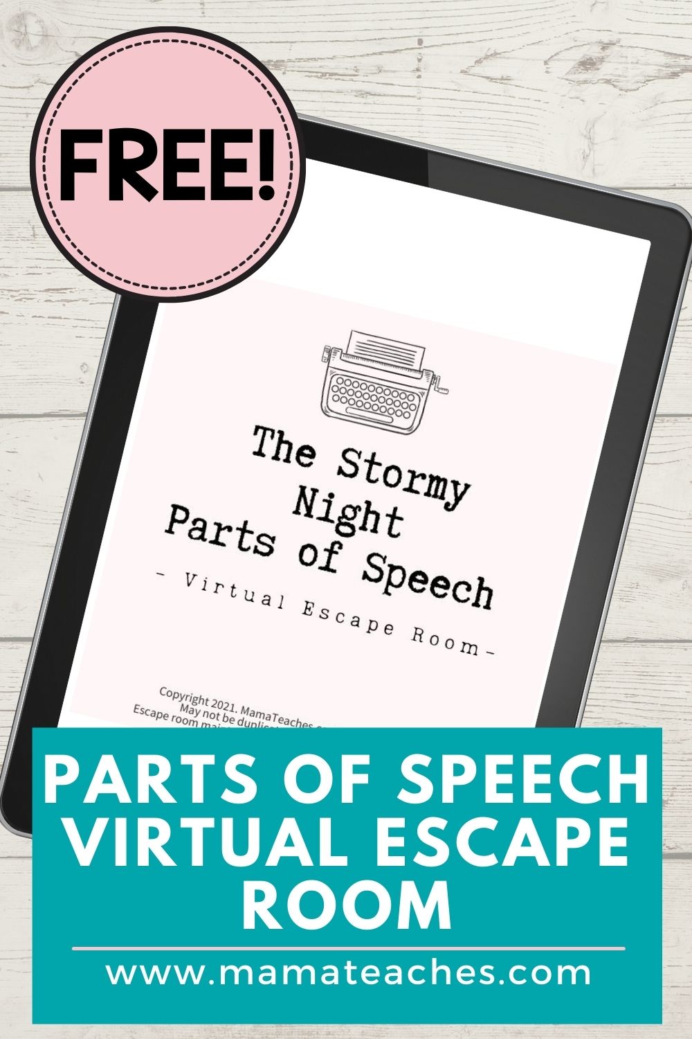 Stormy Night Parts of Speech Virtual Escape Room - Mama Teaches