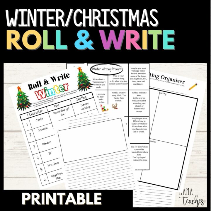 Winter Roll and Write: Christmas Writing Prompts - Mama Teaches