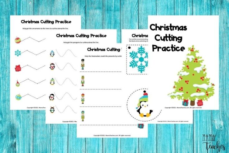 Christmas Line Cutting Worksheets for Preschool - Mama Teaches