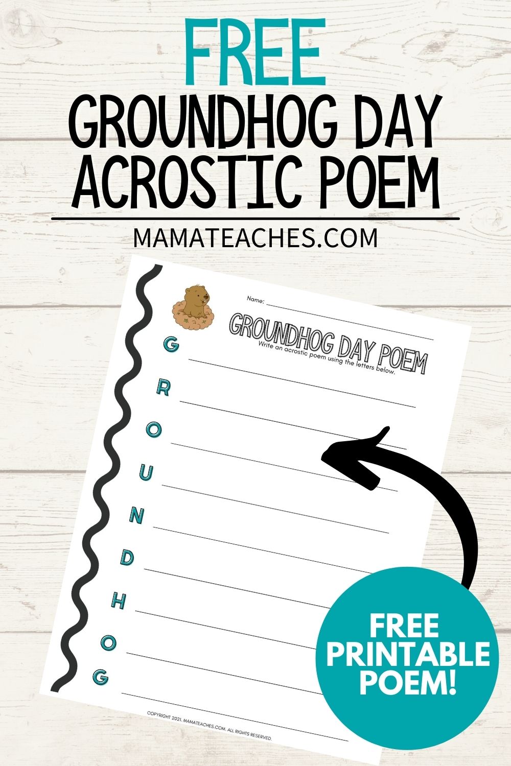 Free Groundhog Day Acrostic Poem Template - Mama Teaches