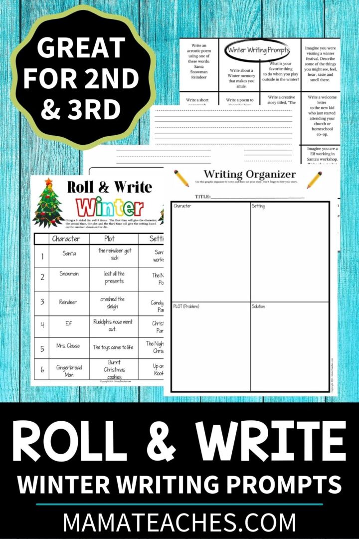 Winter Roll and Write: Christmas Writing Prompts - Mama Teaches