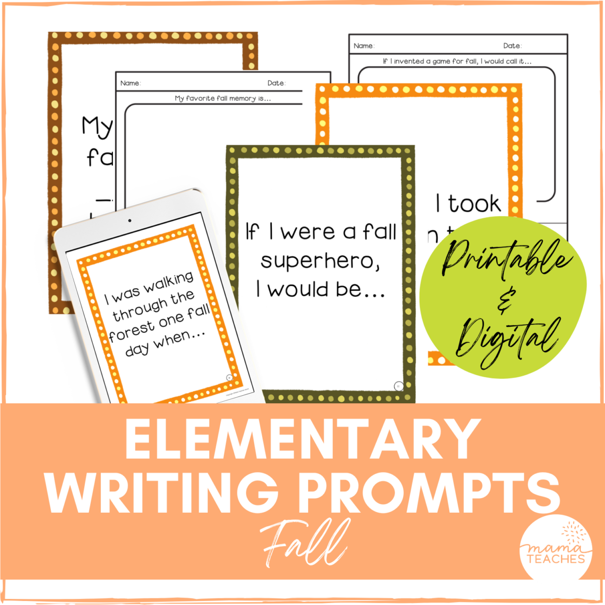25 Fall Writing Prompts for Elementary Kids - Mama Teaches
