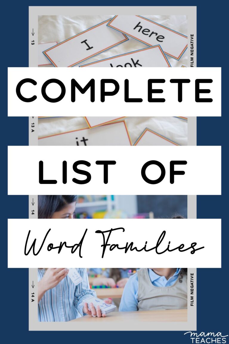 A Complete List of Word Families - Mama Teaches