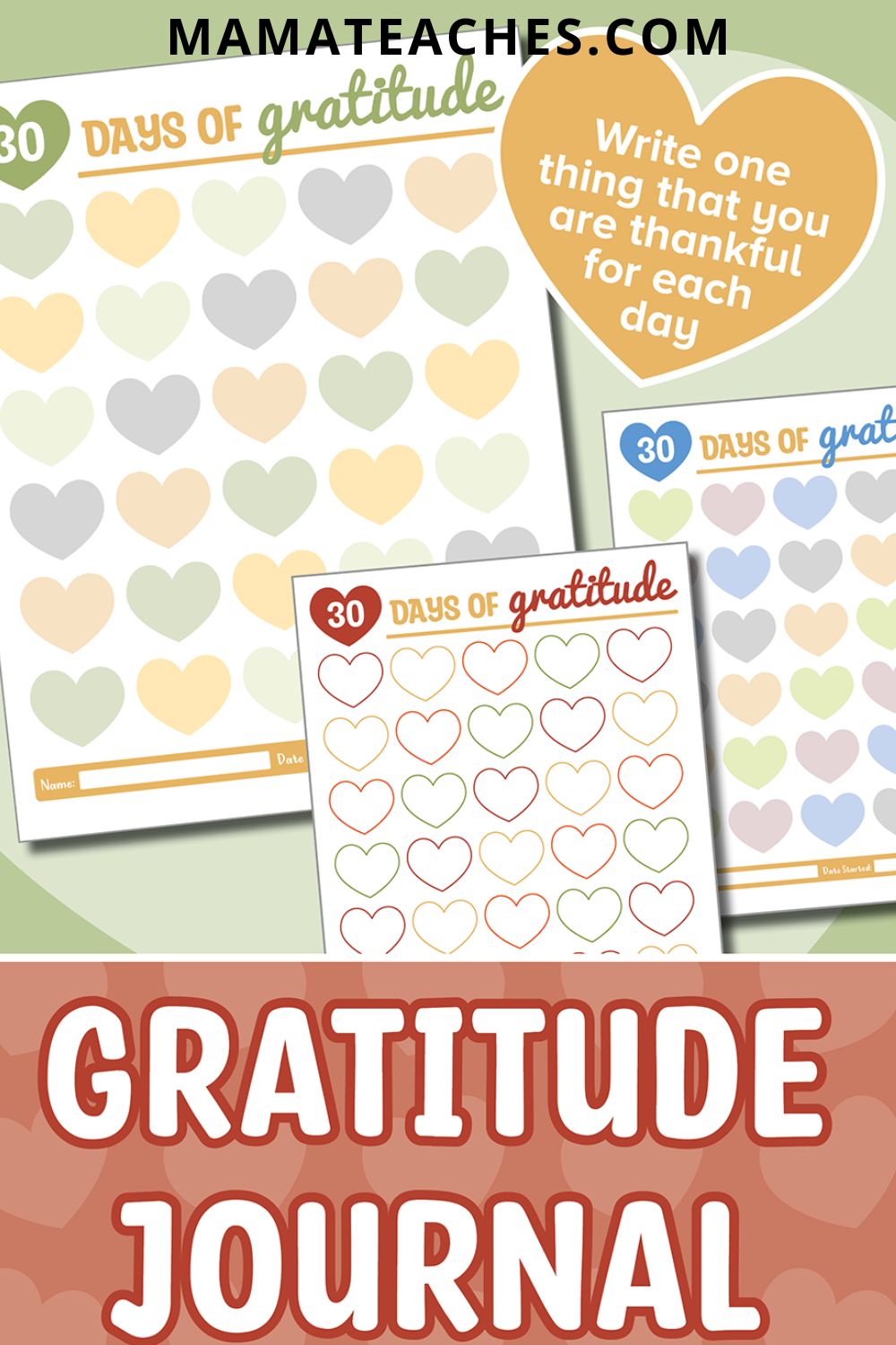 A Month of Gratitude: Heart Gratitude Journal - Mama Teaches