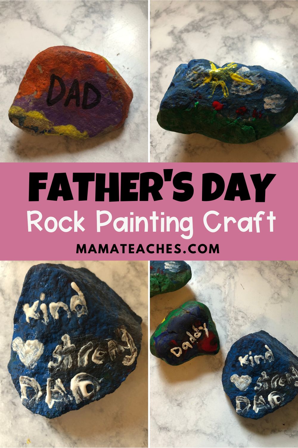 Father's Day Rock Painting Craft - Mama Teaches