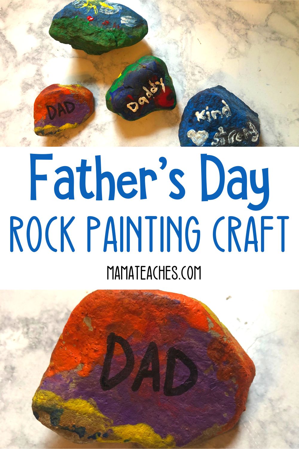 Father's Day Rock Painting Craft - Mama Teaches