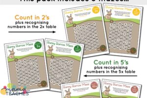 Bunny Skip Counting and Multiplication Mazes - Mama Teaches