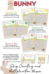Bunny Skip Counting and Multiplication Mazes - Mama Teaches