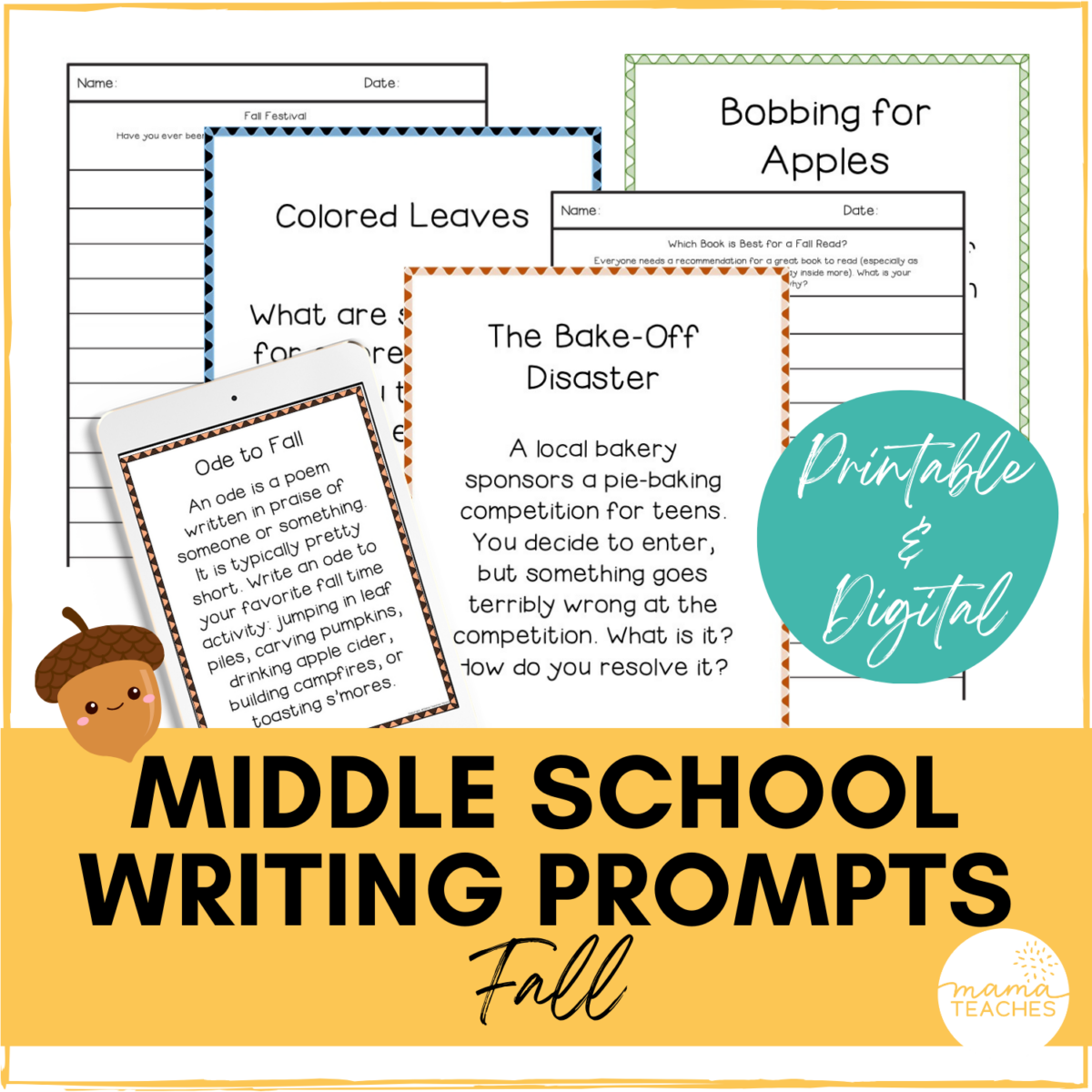 25 Fall Writing Prompts for Middle Schoolers - Mama Teaches
