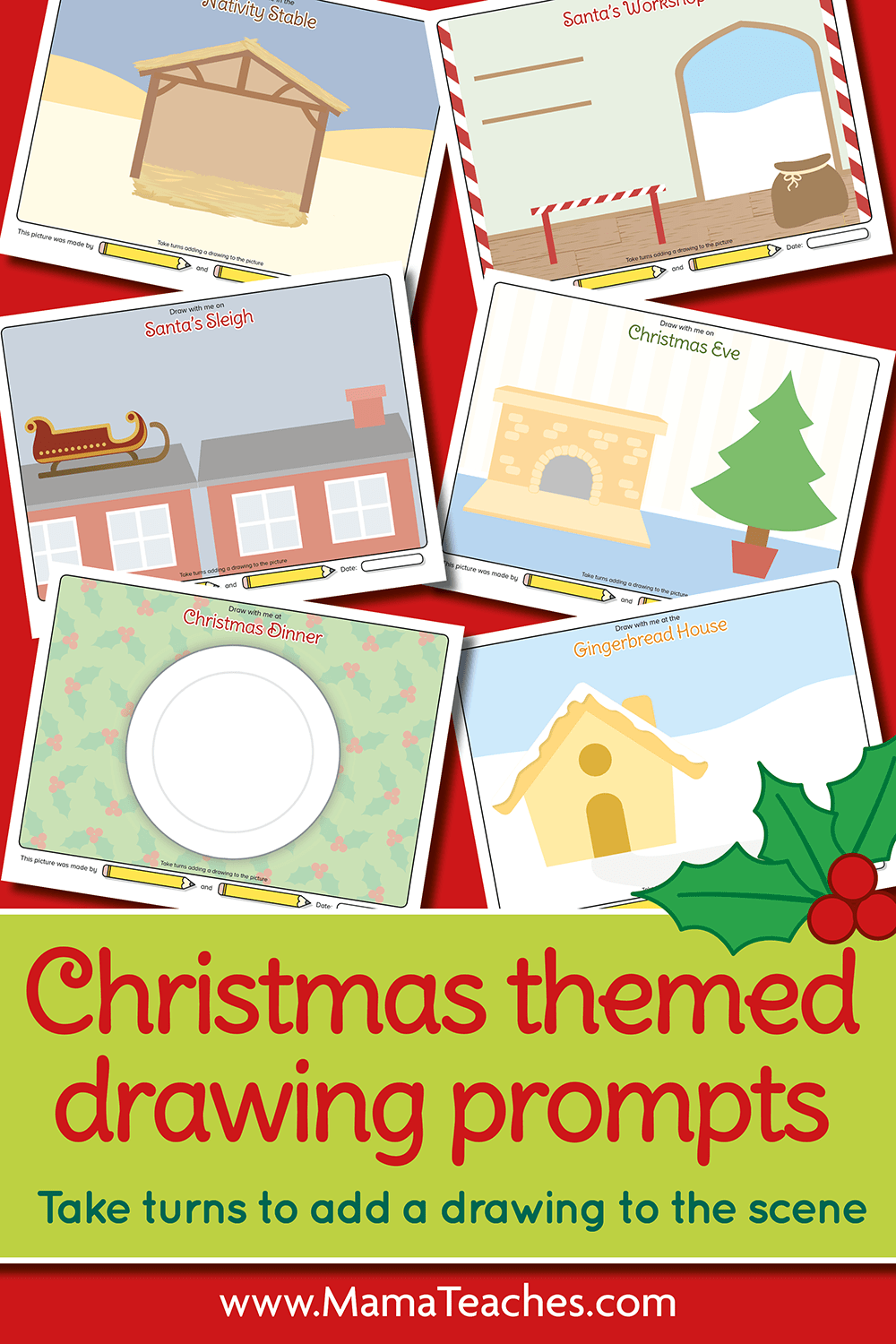 Christmas Drawing Prompts - Mama Teaches