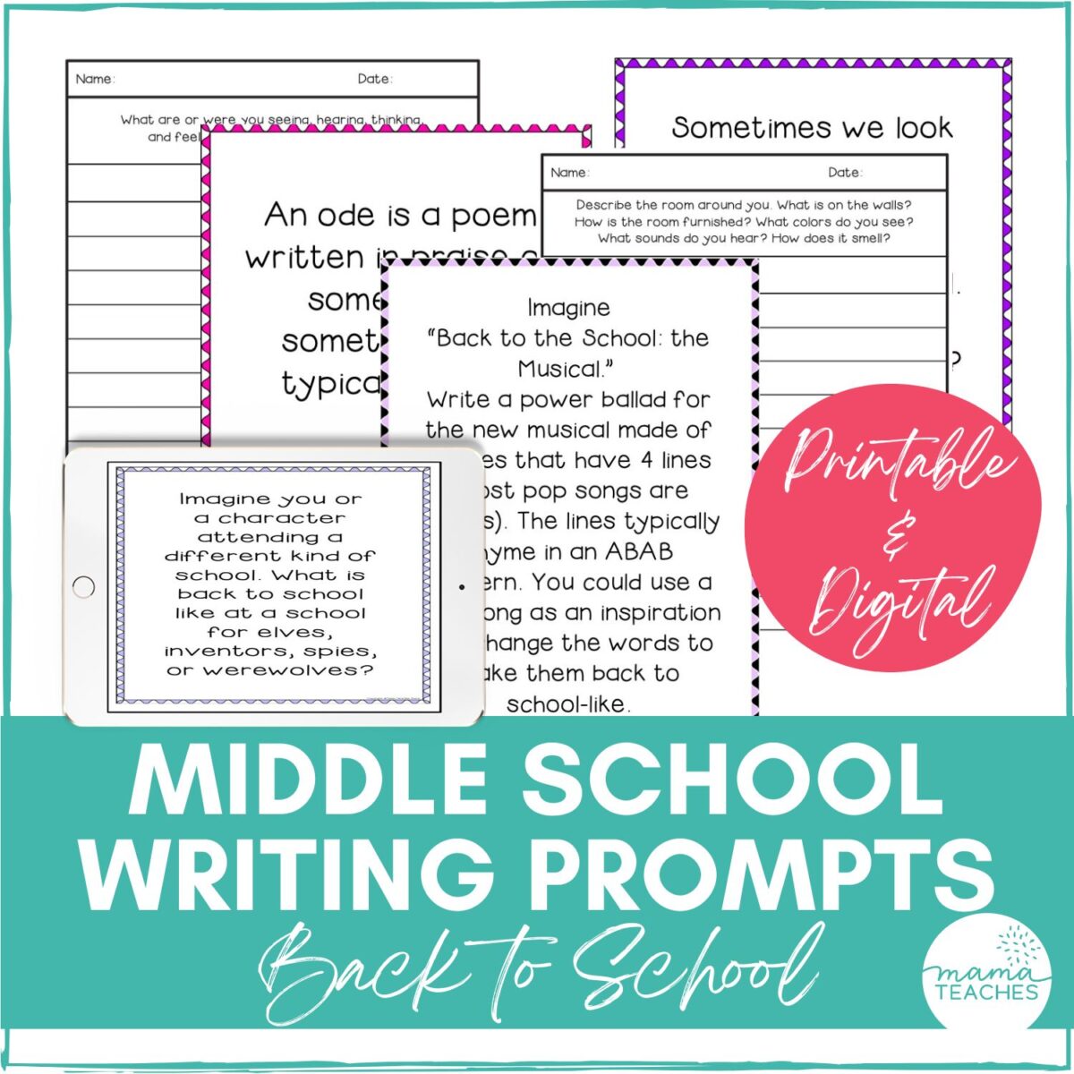 25 Back to School Writing Prompts for Middle Schoolers - Mama Teaches